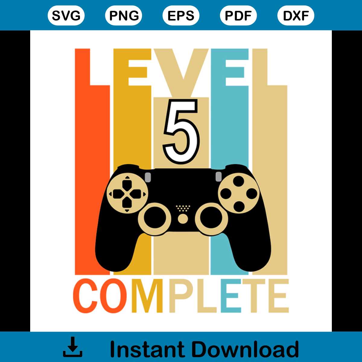 Level 5 Complete Funny Birthday Retro Vintage Svg | Inspire Uplift