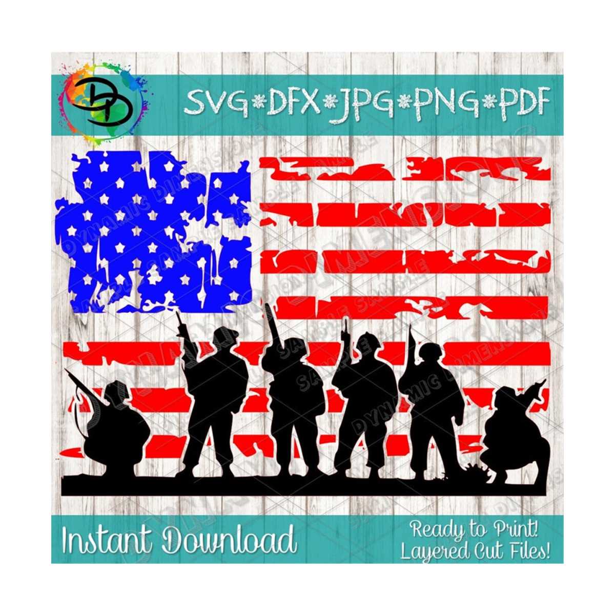 Distressed American Flag and Soldiers svg, Veteran svg, Amer - Inspire ...