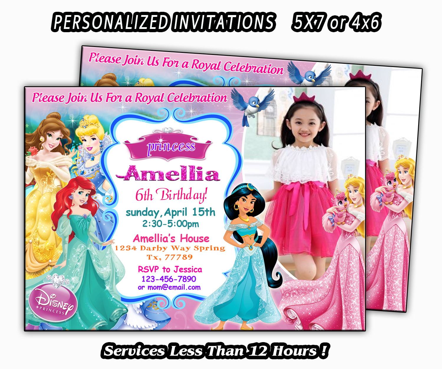 Disney Princess Birthday Invitation, Personalized Invitation | Inspire ...