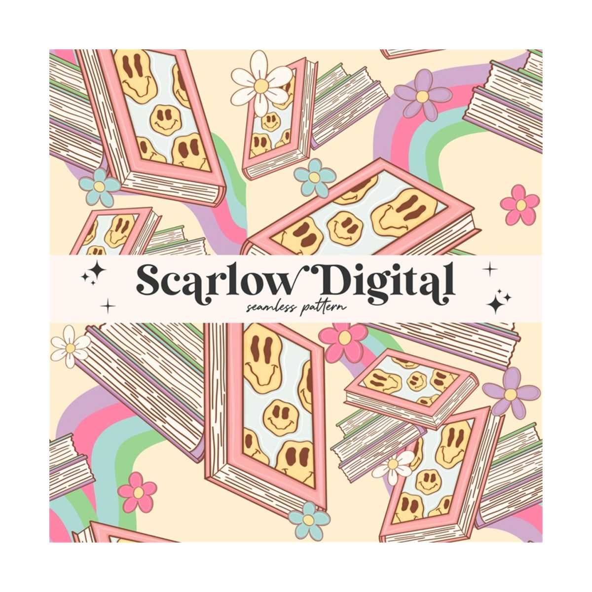 Books Seamless Pattern-Reading Sublimation Digital Design Do - Inspire ...