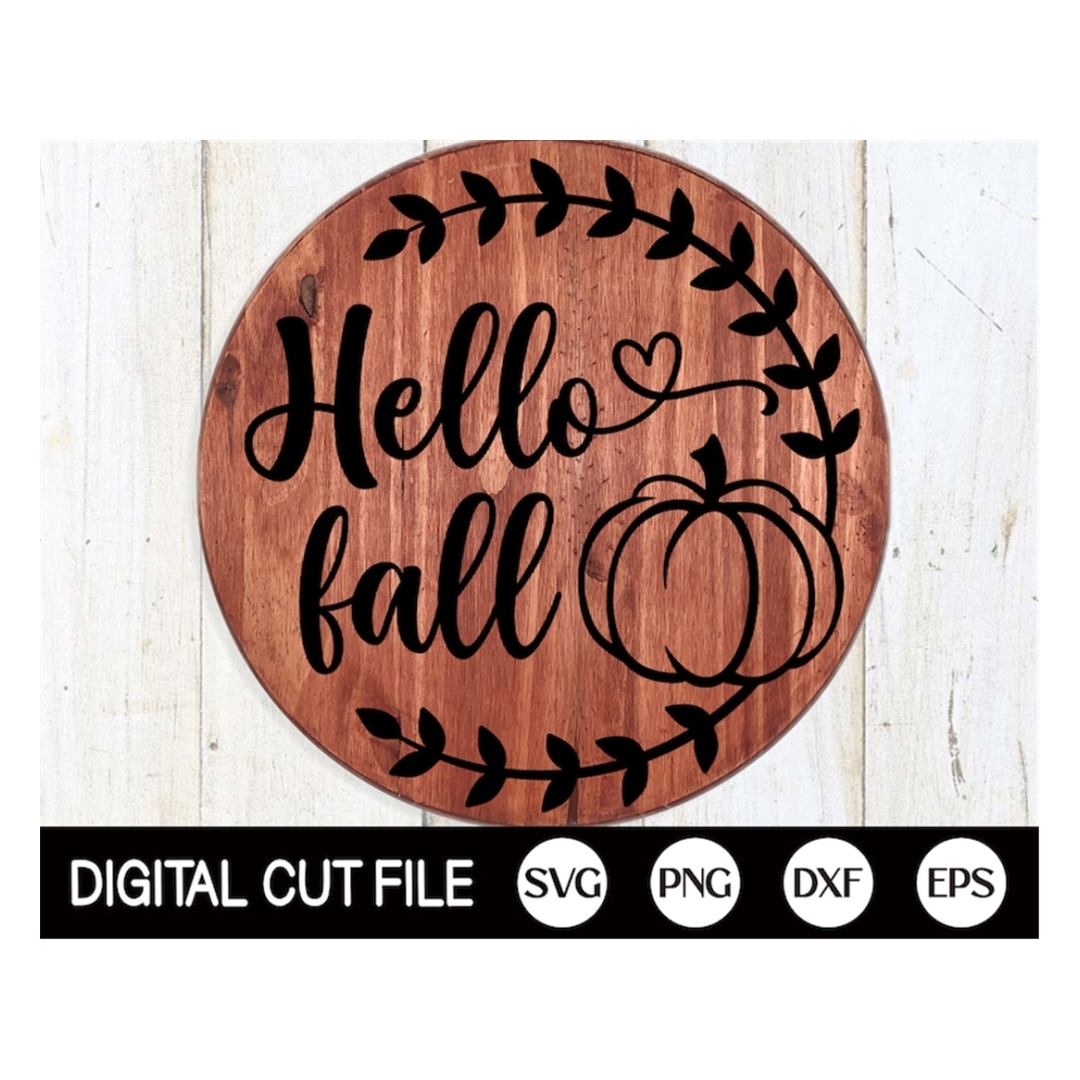 Hello Fall Svg, Pumpkin Door Sign, Autumn Door Hanger Svg, T | Inspire ...