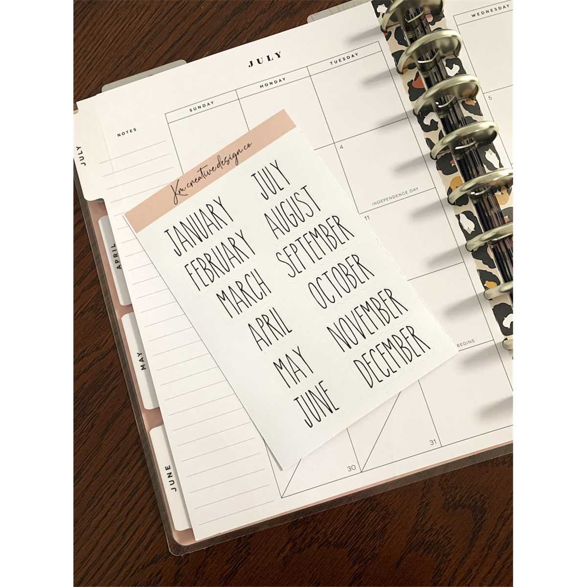 Months Of The Year Planner Sticker Sheet Skinny Font Header - Inspire ...