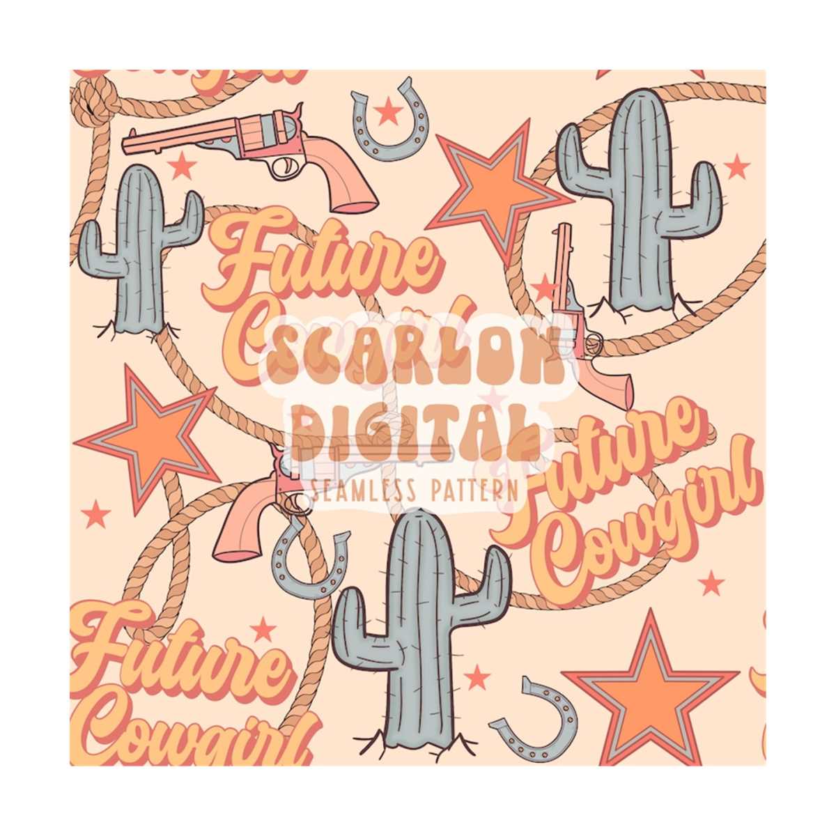 Future Cowgirl Seamless Pattern-Western Sublimation Digital - Inspire ...
