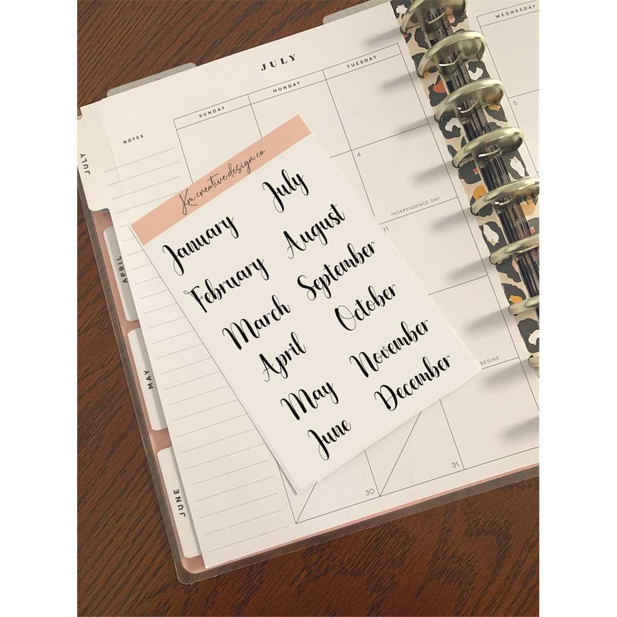 Cursive Months Of The Year Sticker Sheet Planner Journal Bul | Inspire ...