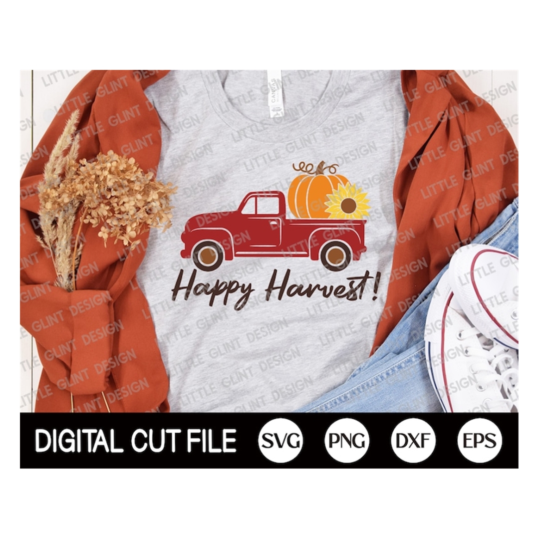 Sunflower Truck SVG, Happy Harvest Svg, Pumpkin Truck Svg, A | Inspire ...