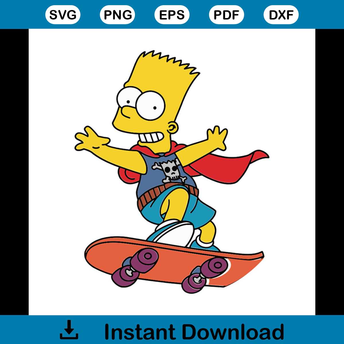 Bart Simpson Skating Svg, Cartoon Svg, The Simpsons Svg, Ska - Inspire ...