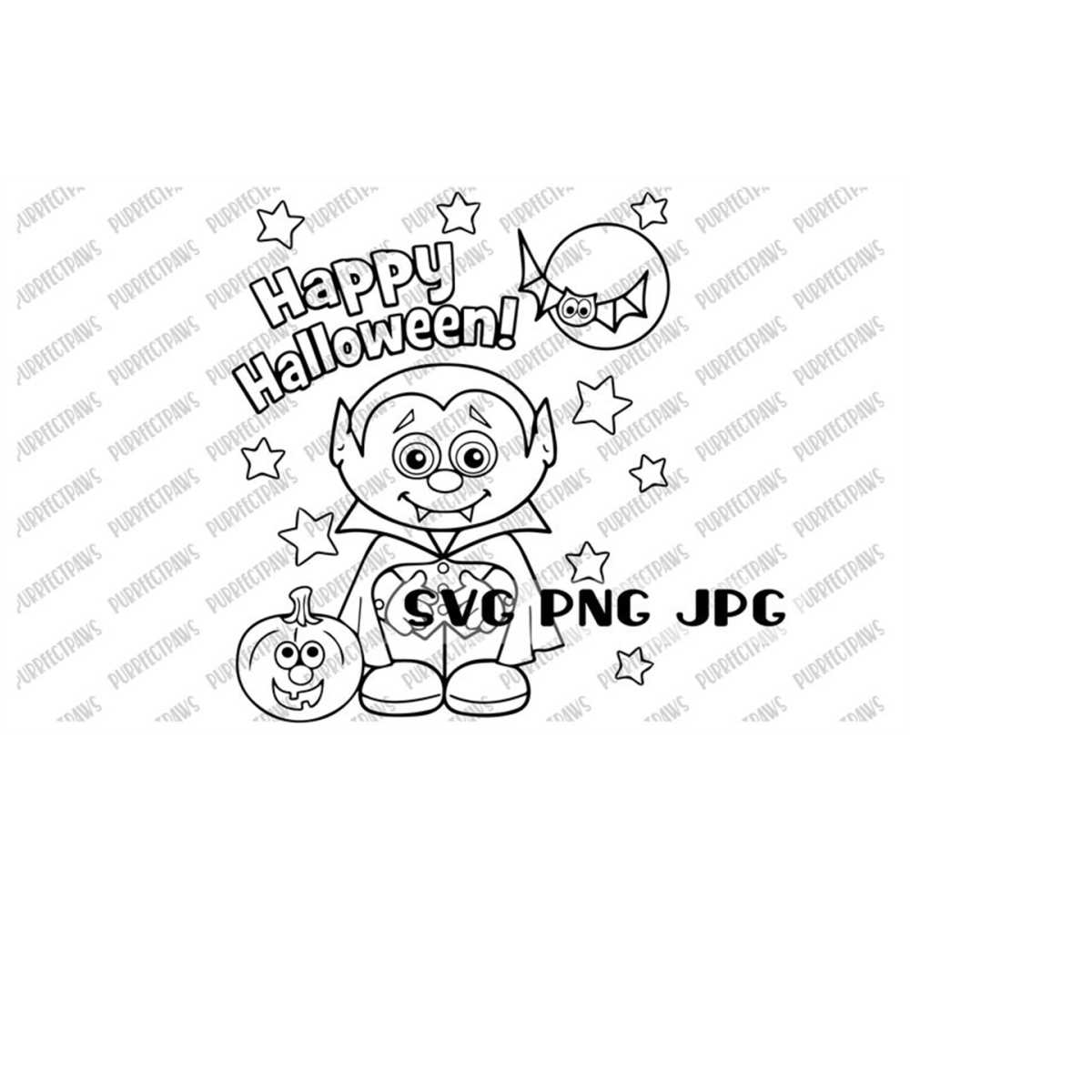 Happy Halloween Vampire Coloring SVG, Coloring Page, Happy H | Inspire ...