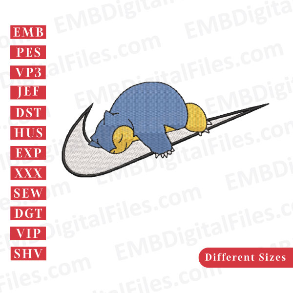 Nike Swoosh snorlax pokemon embroidery design | Inspire Uplift