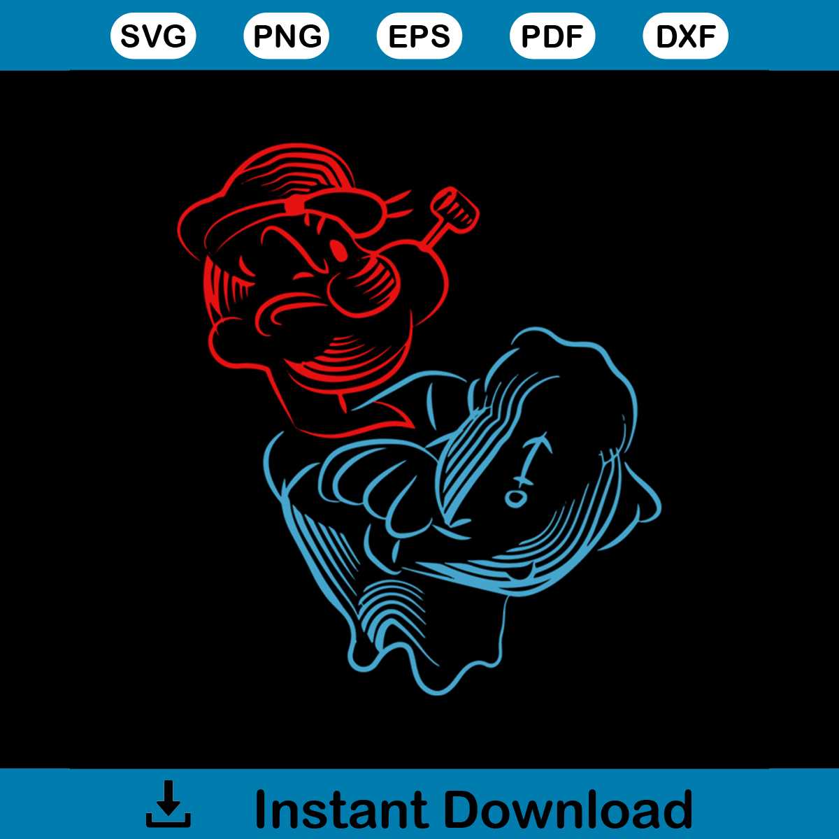 Popeye outline svg, Cartoon Svg, Popeye Svg, Colorful Popeye | Inspire ...