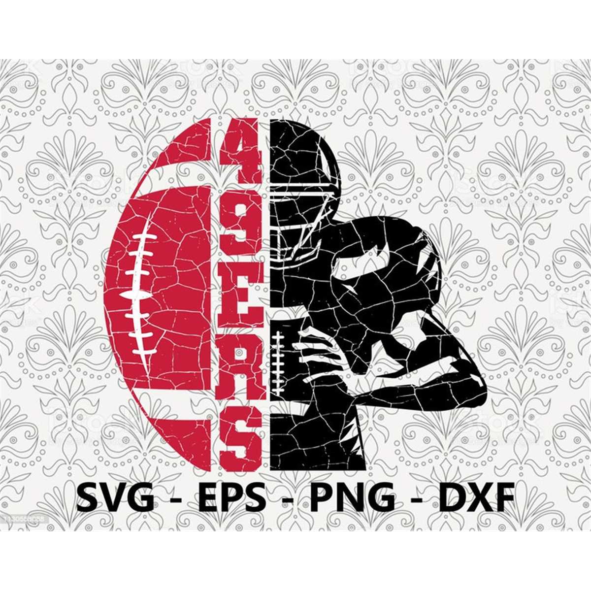49ers Distressed Half Hand svg, eps, png, dxf, pdf, layered | Inspire ...
