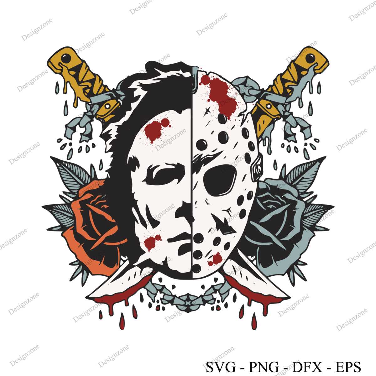 Vintage Floral Horror Movie Character Ghost Mask Svg File | Inspire Uplift