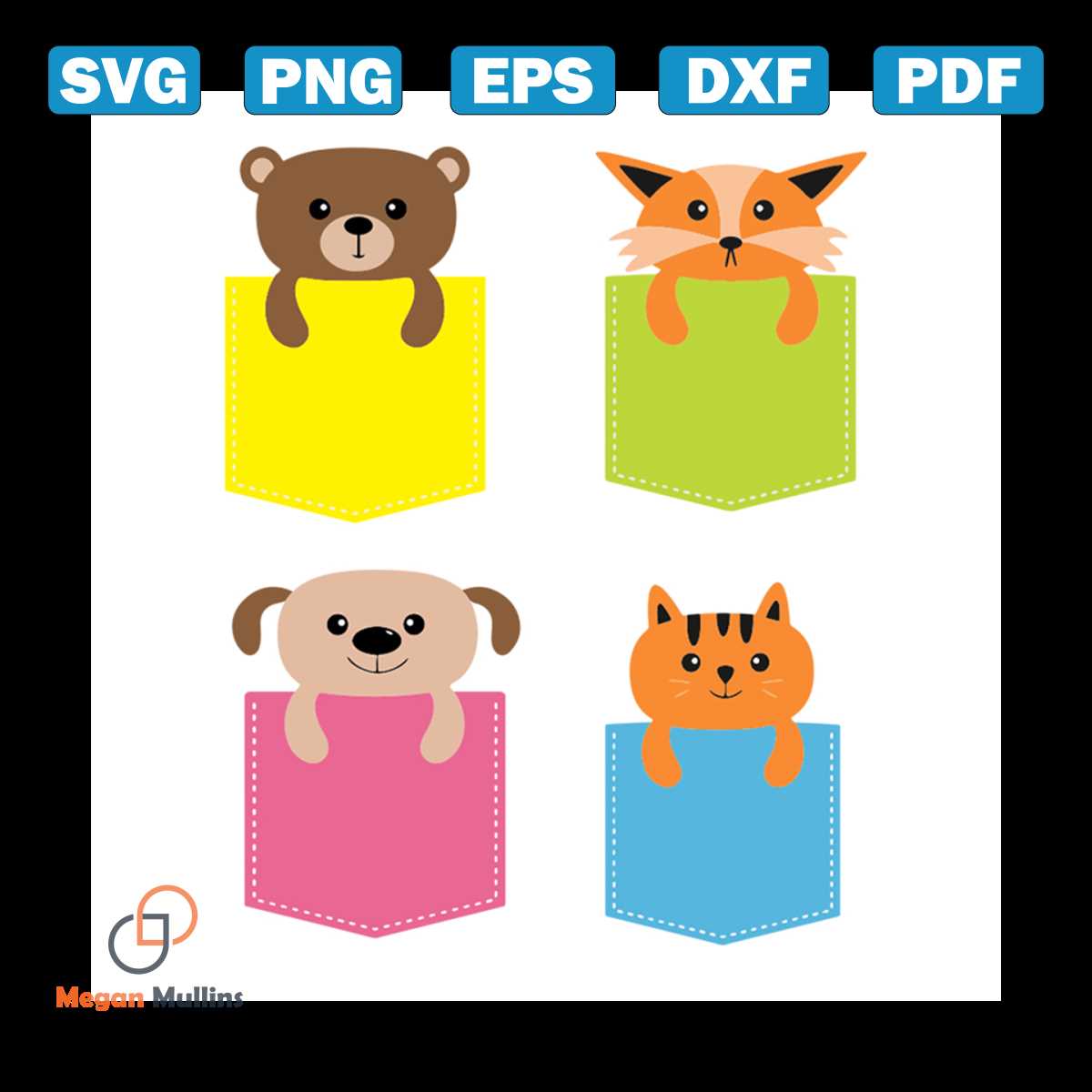 Animals Pocket Cute Cartoon Colorful Dog svg, Cartoon Svg, A | Inspire ...