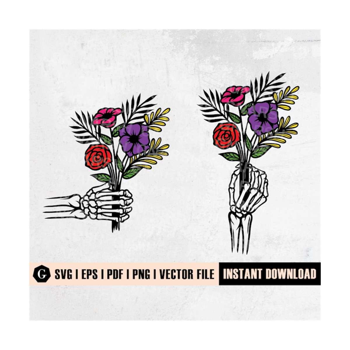 Skeleton Hands Flowers SVG file | Skeleton Flower Svg | Skel | Inspire ...