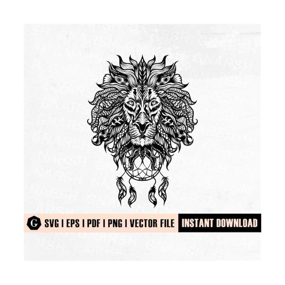 Lion Zentangle svg | Mandala Lion Svg | Animal Face svg | Cu | Inspire ...