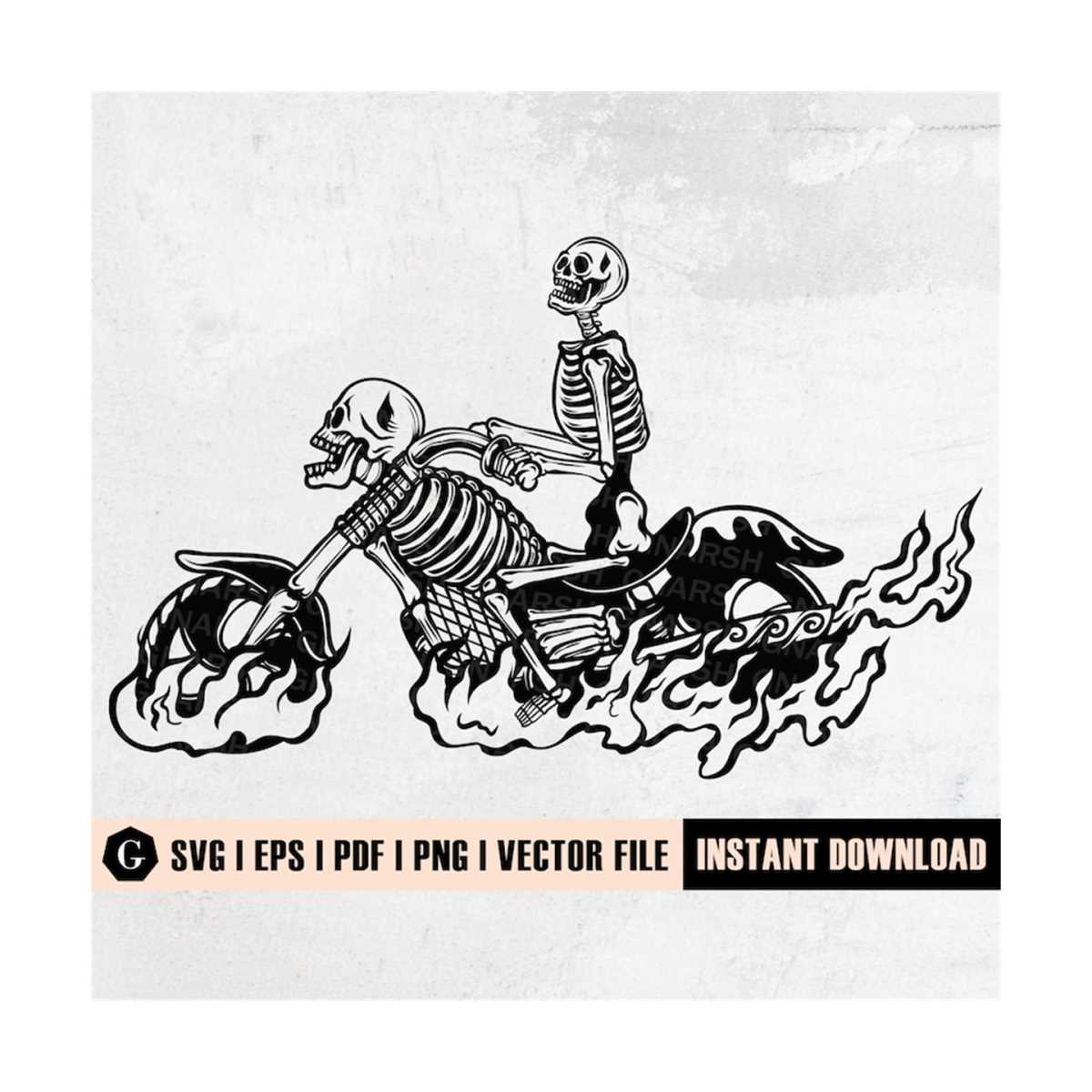 Skeleton Riding Motorcycle SVG | Skull Biker SVG | Motorbike | Inspire ...