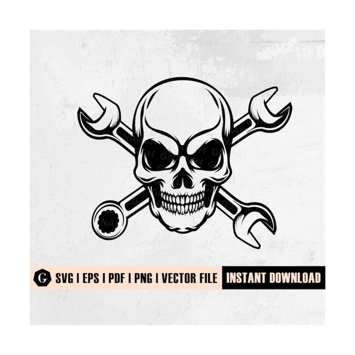 Skull Mechanic SVG | Mechanic Logo | Wrenches Svg | Mechanic - Inspire ...