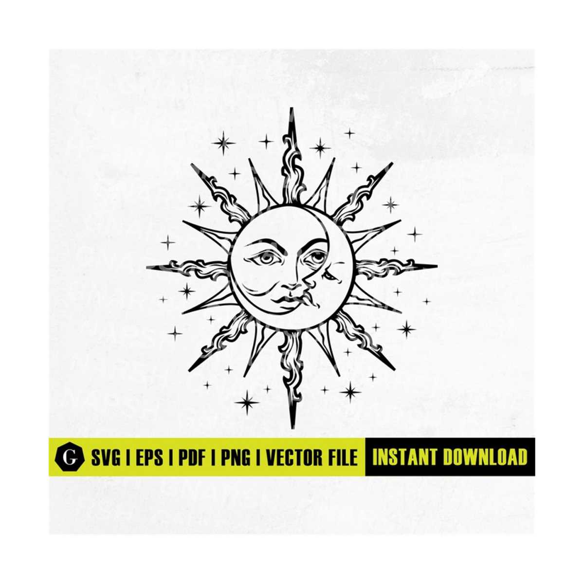 SUN and MOON SVG File | Celestial Svg | Moon phases | Mystic - Inspire ...