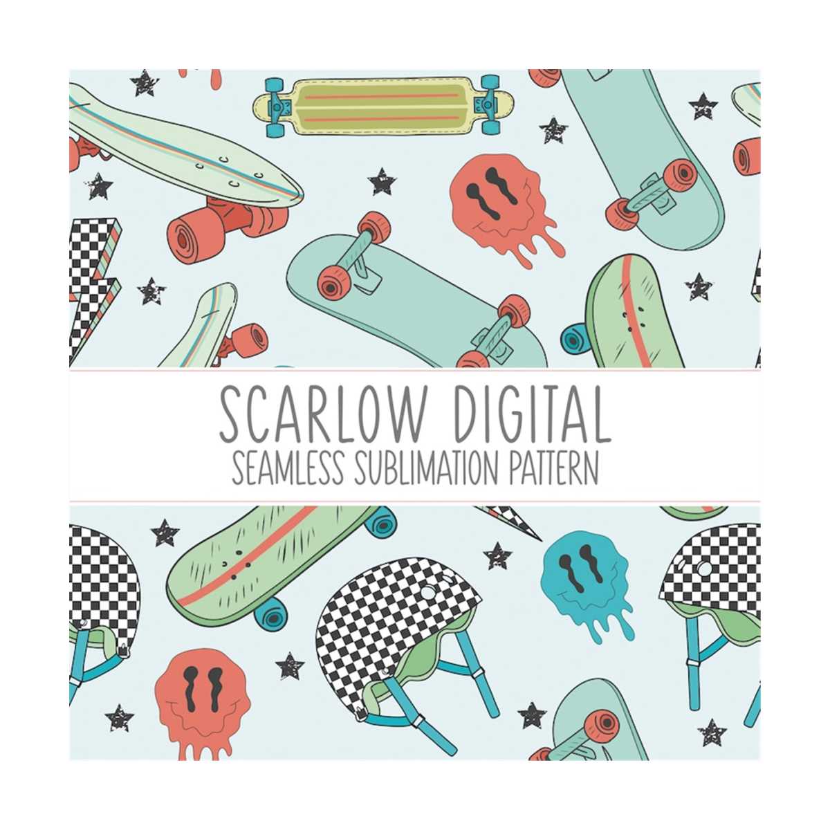 Skateboard Seamless Pattern-Boy Sublimation Digital Design D - Inspire ...