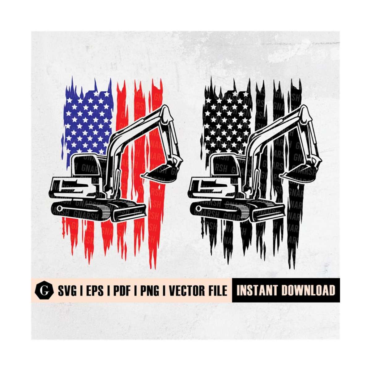 USA Excavator SVG | USA Heavy Equipment Svg | Excavator Clip - Inspire ...