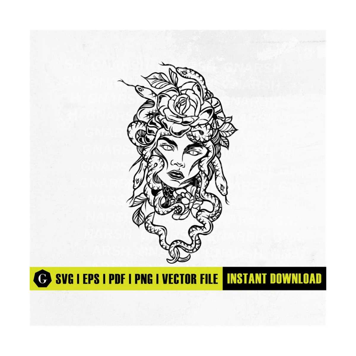 Goddess Medusa Svg | Girl and Snake Svg | Snake Girl Svg | G | Inspire ...