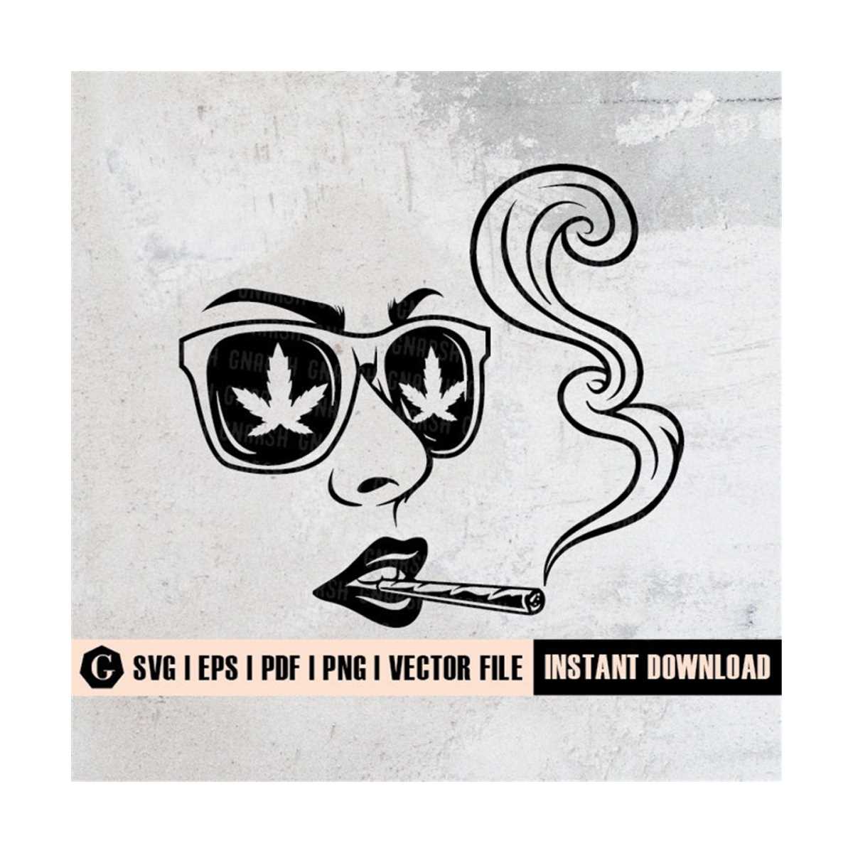 Girl Smoking Joint Svg | Lady in Glasses Smoking Weed | Smok | Inspire ...