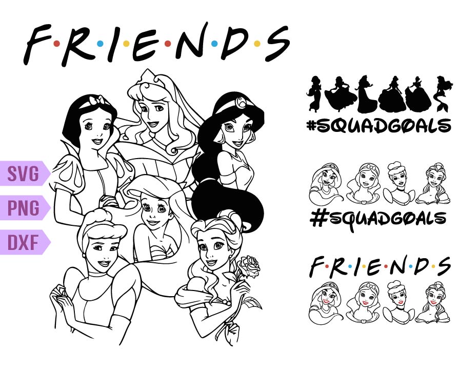 Disney Princess Friends svg, Princess SVG, Frozen svg, Tangl - Inspire ...