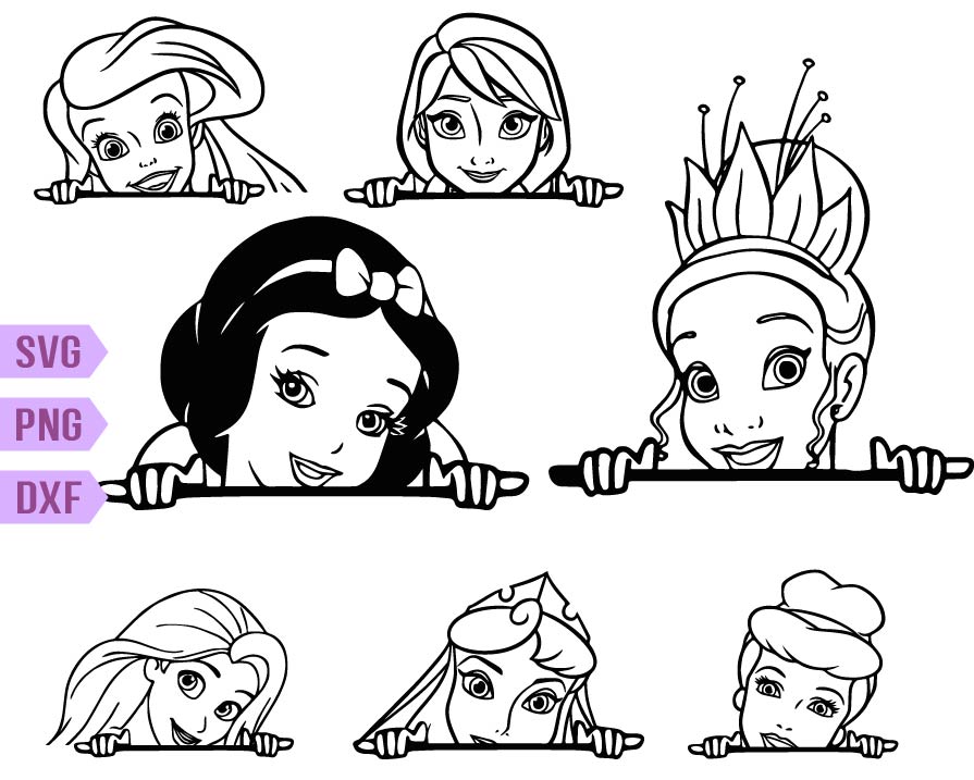 Disney Princess Head SVG, Princess Peeking svg, Princess Fac | Inspire ...