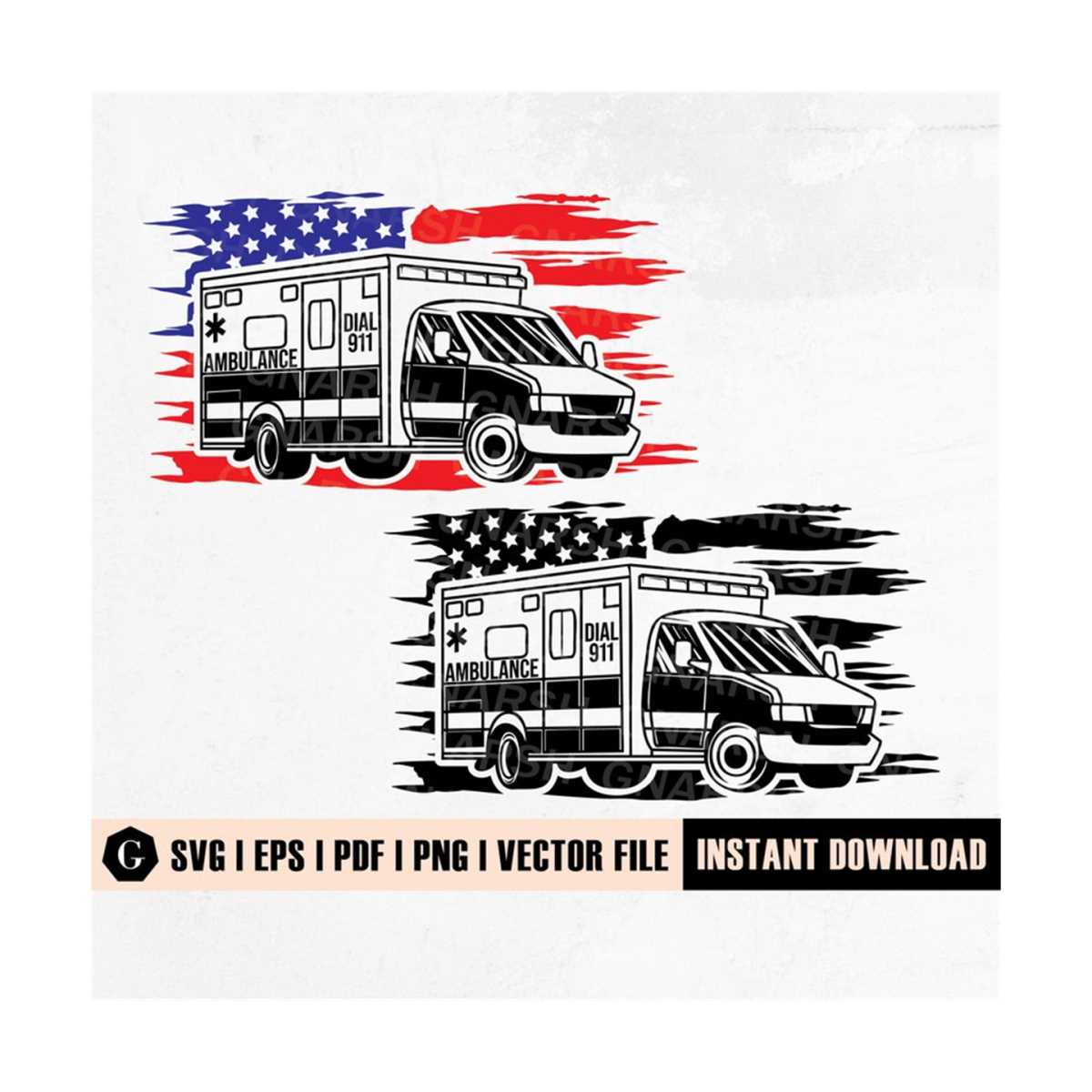 US Ambulance Clipart Svg File | Rescue Svg | Rescue Truck Sv | Inspire ...