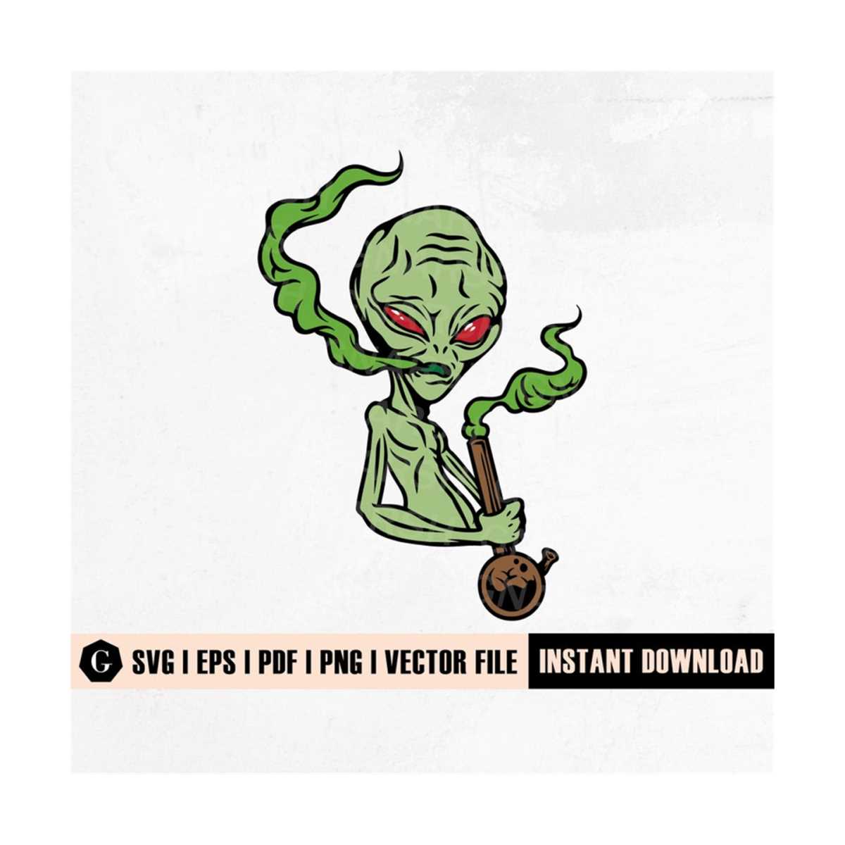 Alien Smoking Weed Svg | Alien Smoking Joint Svg | High as t | Inspire ...