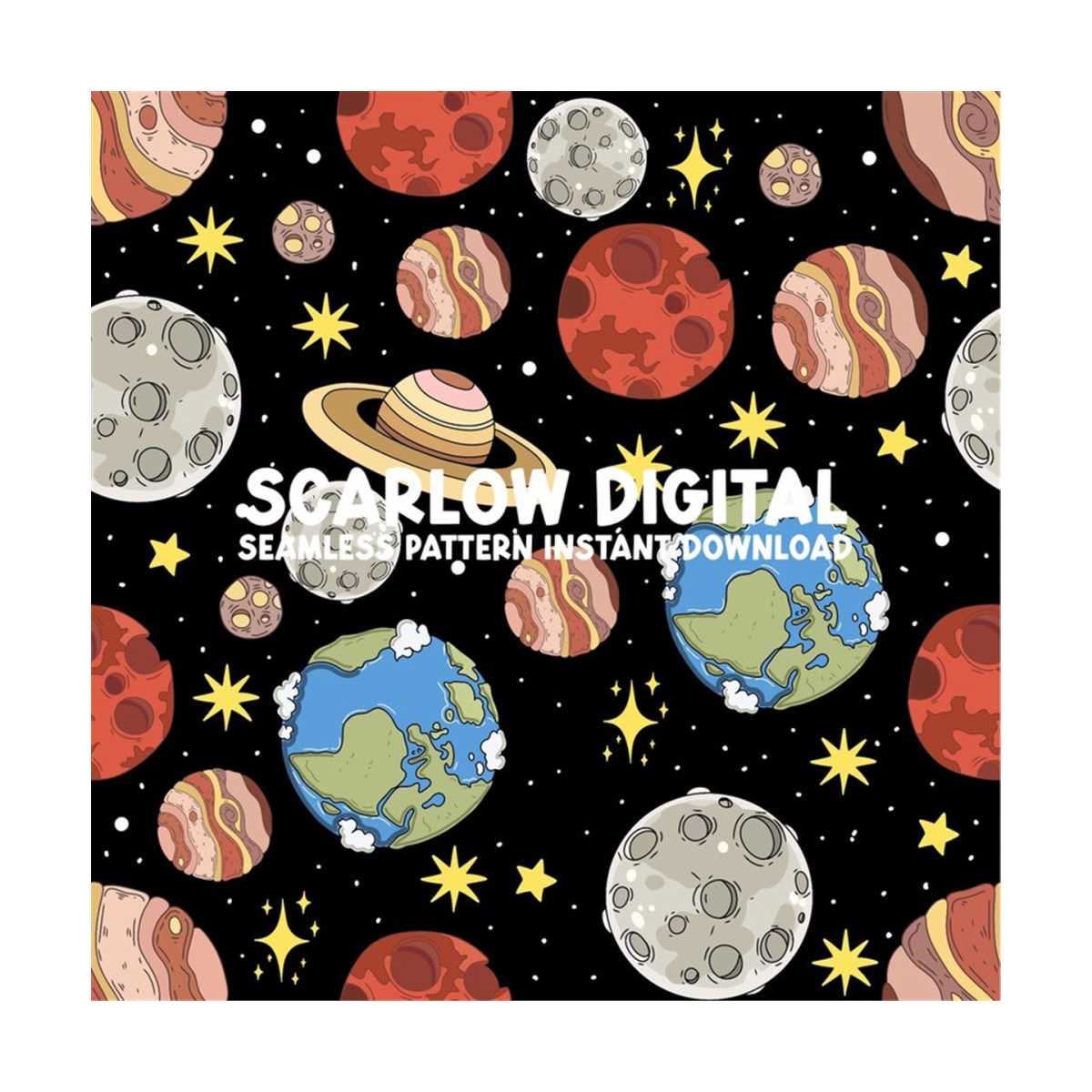 Outer Space Seamless Pattern, Planets Seamless File, Seamles - Inspire ...