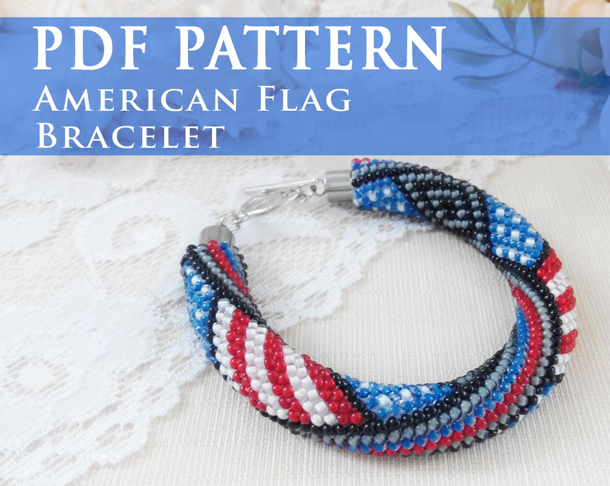 PDF pattern USA flag bracelet, Native American seed bead cro | Inspire ...