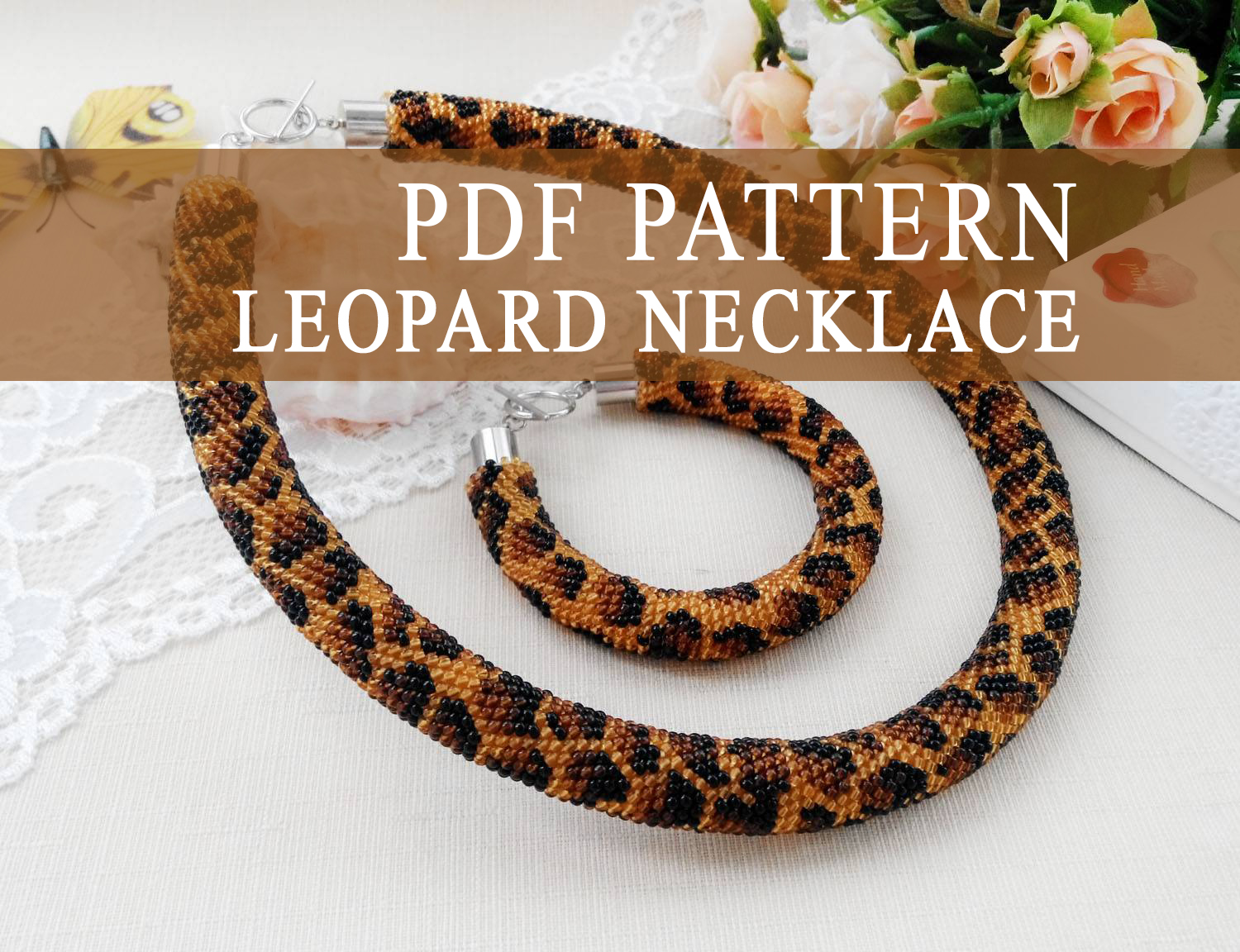 Leopard seed bead crochet necklace pattern diy, Beading tuto | Inspire ...