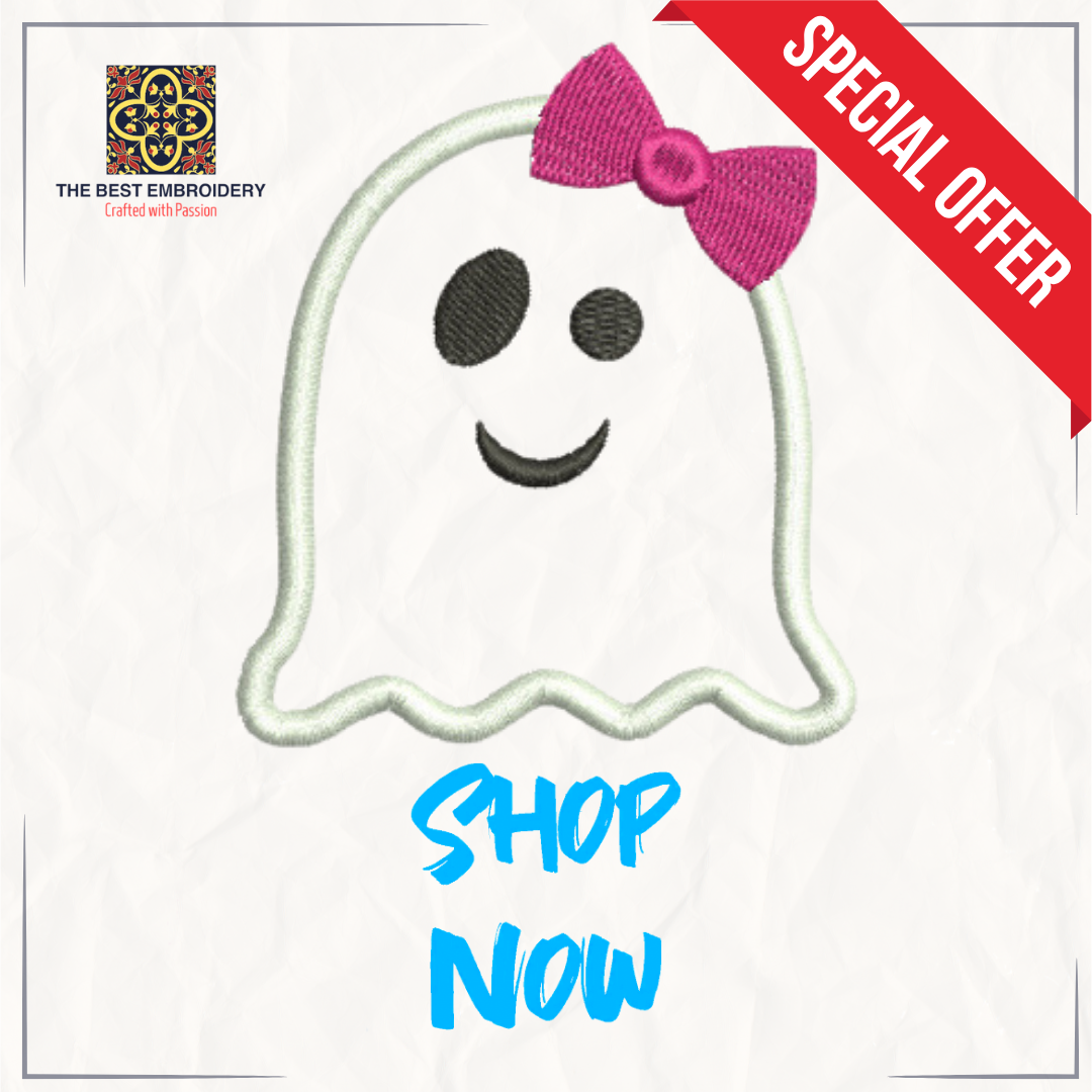 Ghost with bow Halloween, Embroidery Design, The Best Embroi - Inspire ...