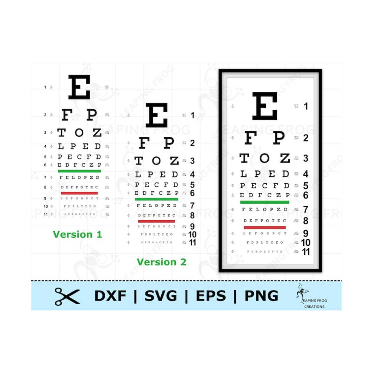 Eye Chart to Print. PNG, DXF, SVG, eps. Cricut cut files, Si - Inspire ...