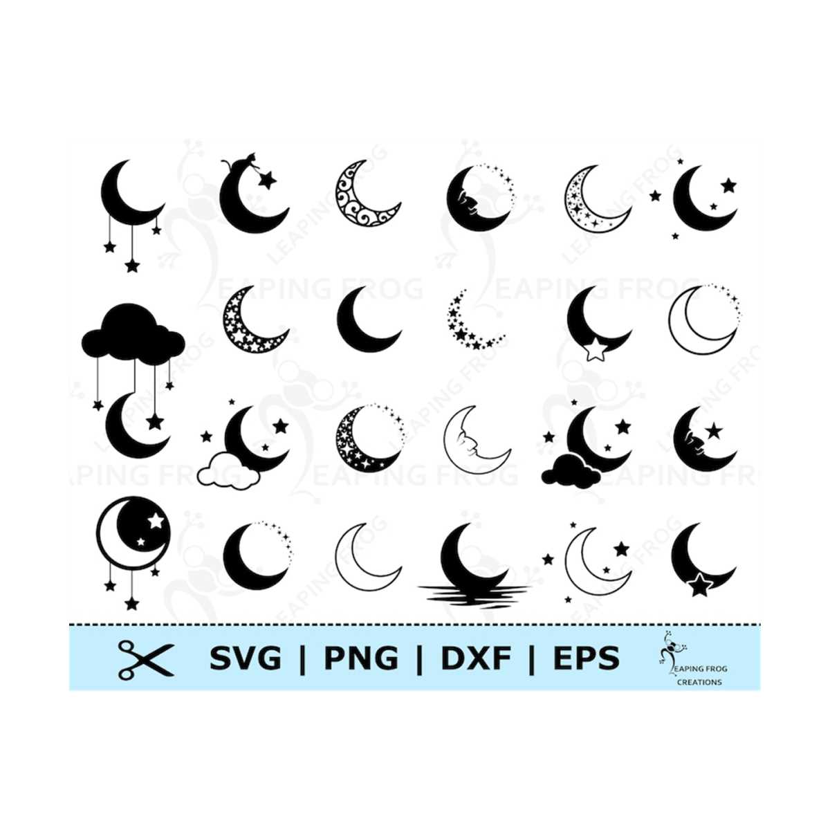 Moon and Stars SVG. PNG. Cricut Cut Files, Silhouette files | Inspire ...