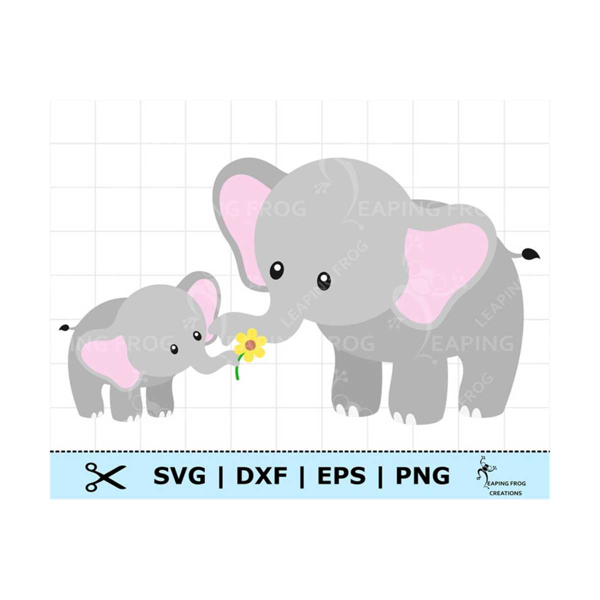 Mother and Baby Elephant SVG. Cricut cut files, layered. Sil | Inspire ...