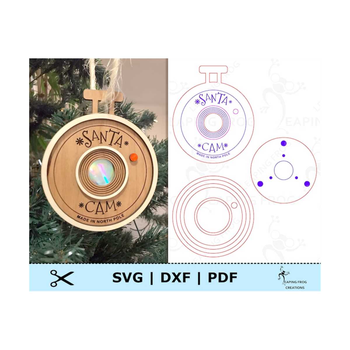 Santa Cam Ornament SVG. Laser files, cut files, Glowforge te | Inspire ...