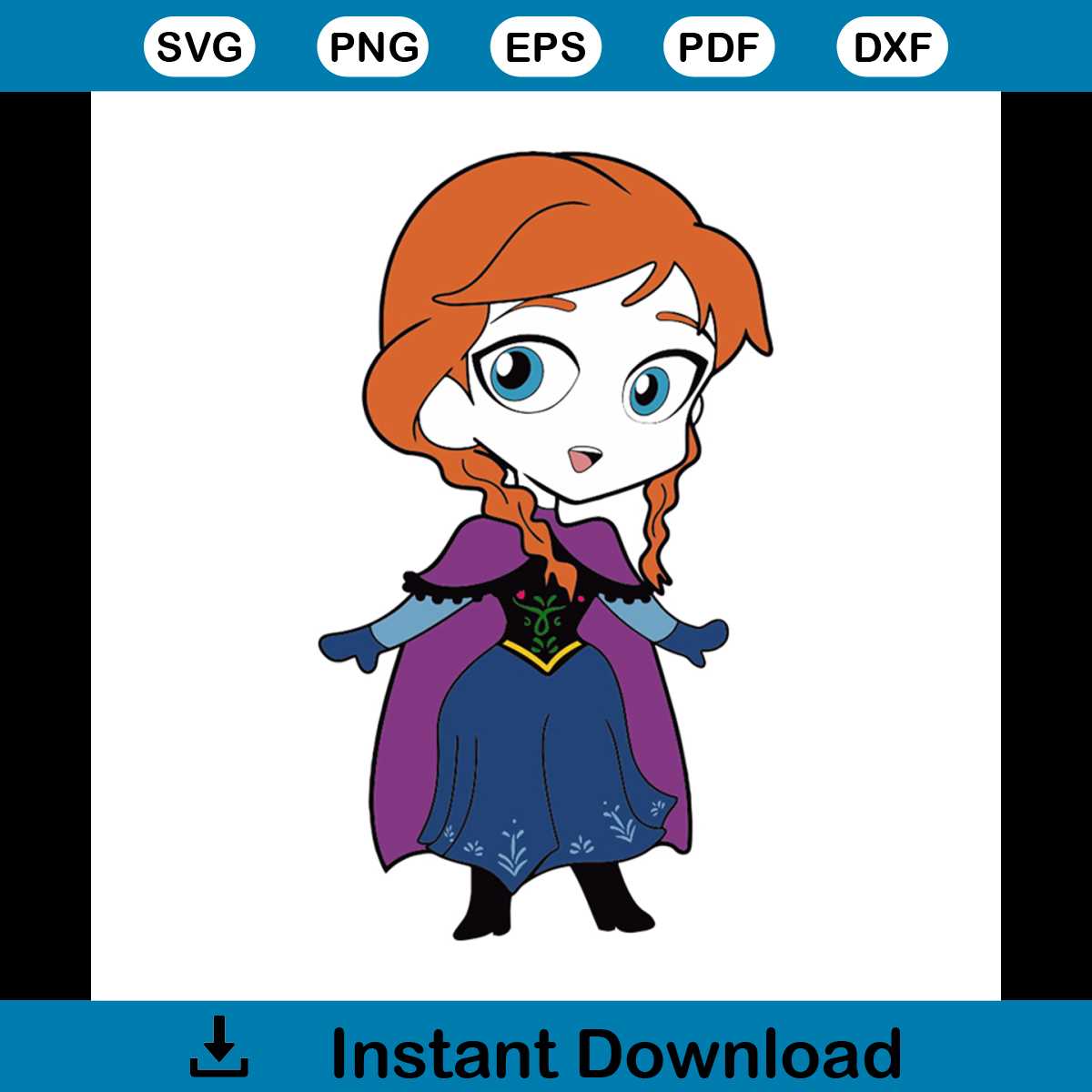 Frozen Princess Anna Chibi Svg, Disney Svg, Anna Princess Sv | Inspire ...