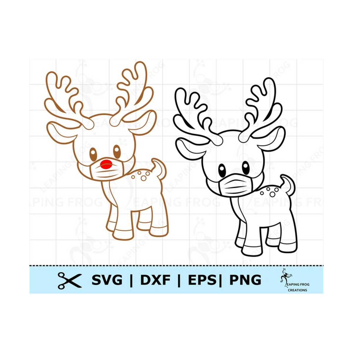 Rudolph SVG. PNG. Wearing facemask! Red Nose Reindeer. Cricu - Inspire ...