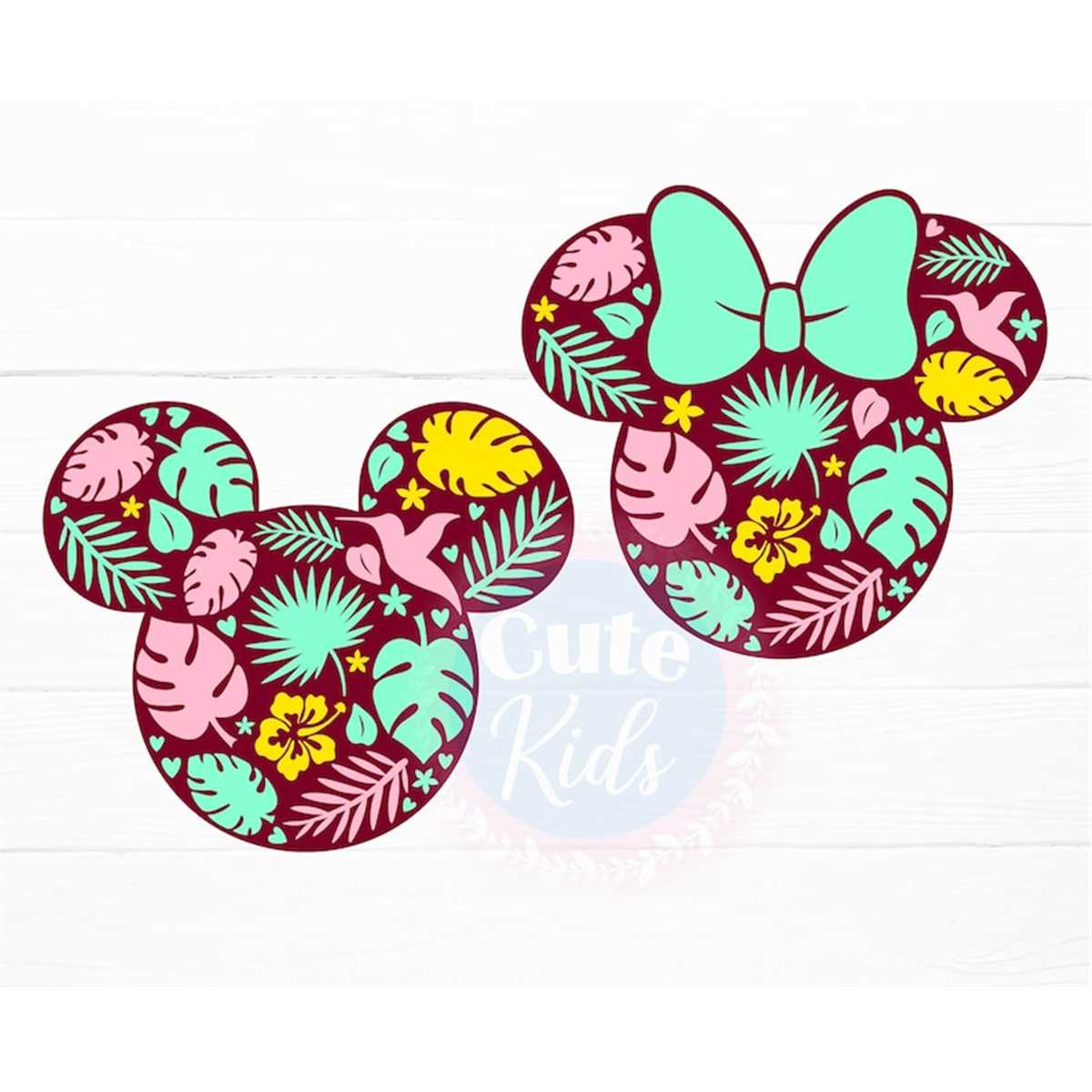 Tropical Mouse Head SVG – Hawaii flowers leaves Decor svg cu - Inspire ...