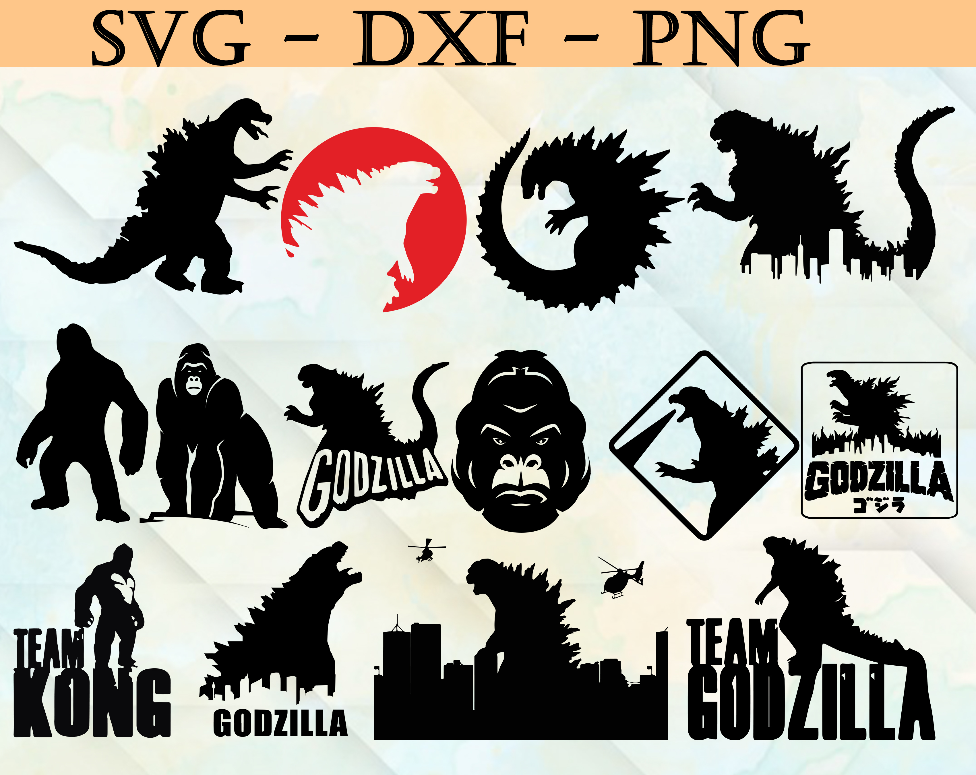 Team Godzilla SVG, Team Godzilla Bundle SVG, PNG, DXF, PDF, | Inspire ...
