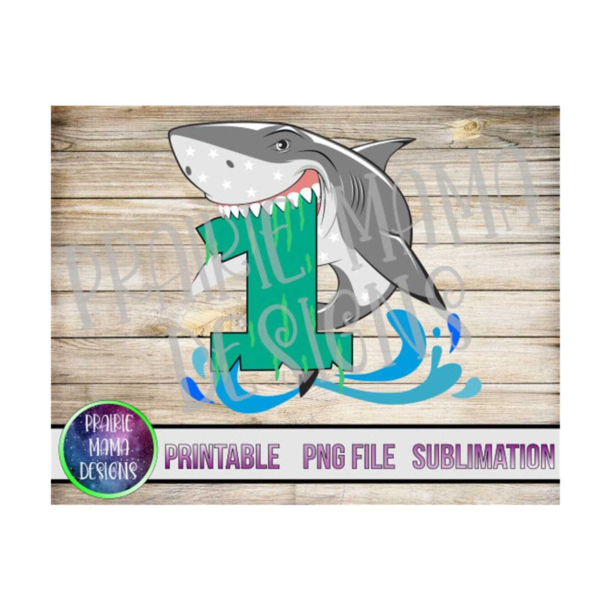 Shark biting 1 one 1st Birthday PNG digital file digital dow - Inspire ...