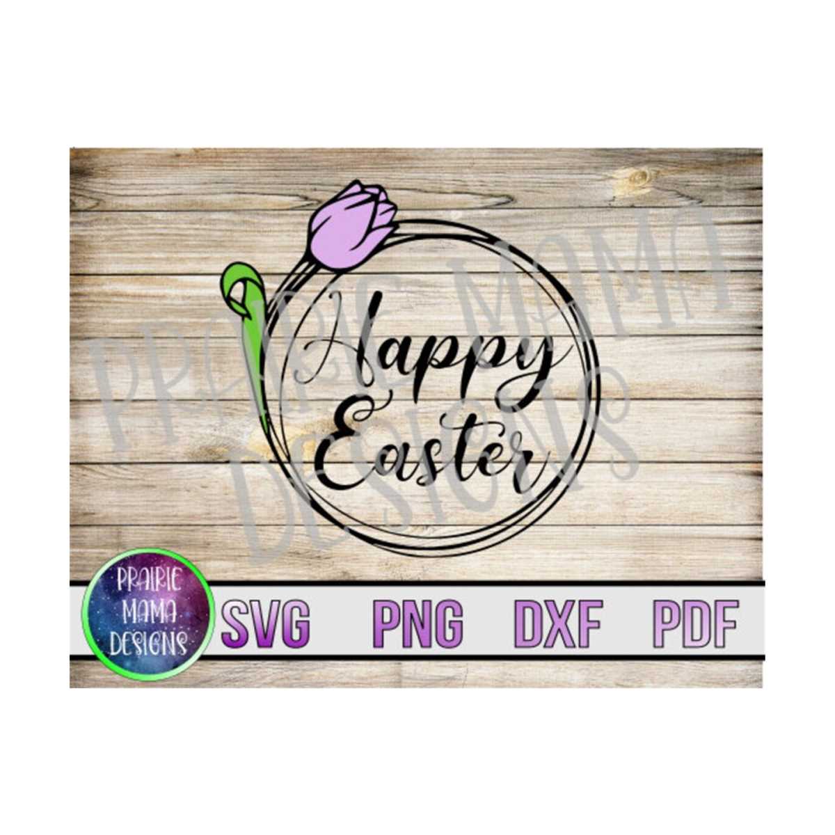 Happy Easter tulip flower floral frame SVG PNG DXF pdf cut f - Inspire ...