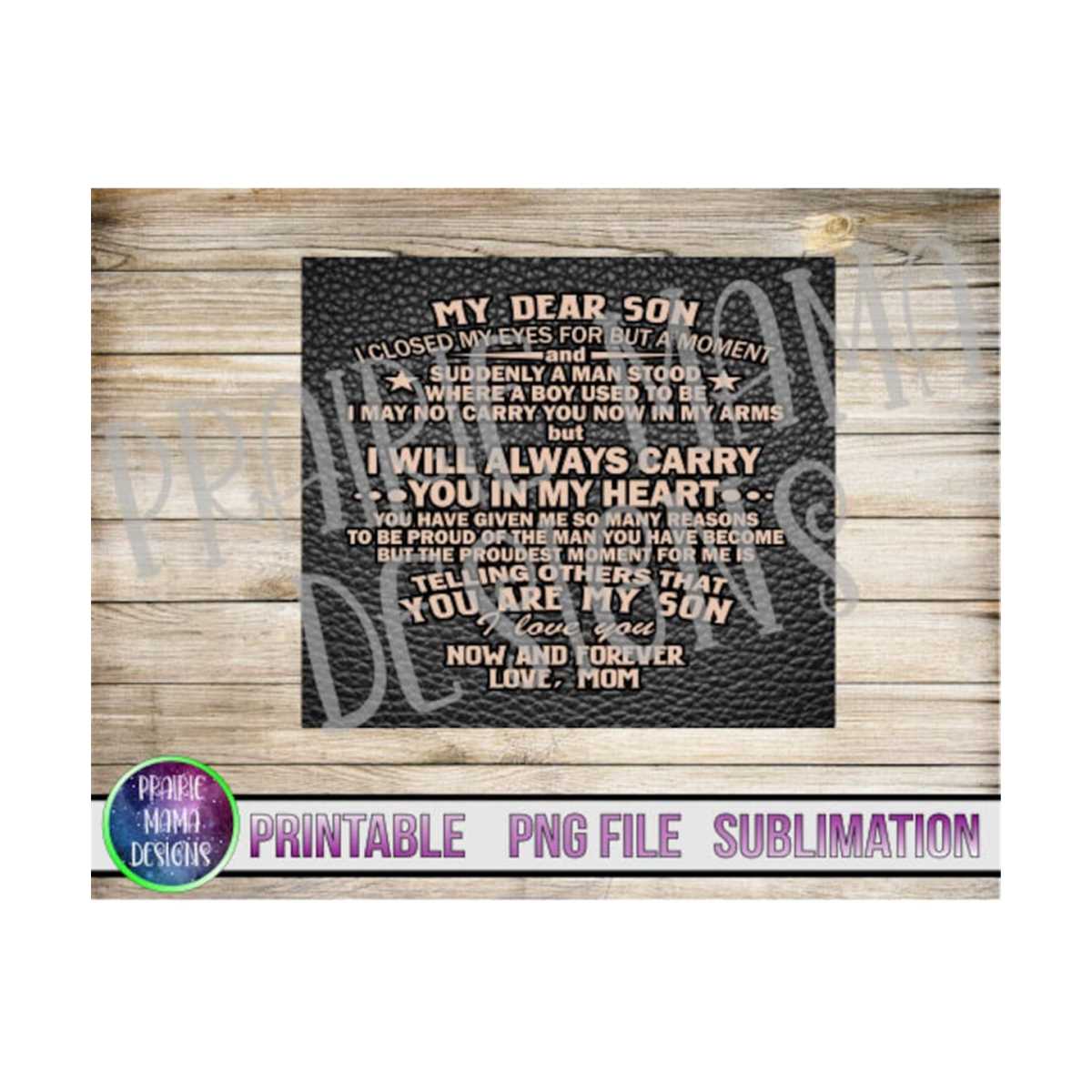 My dear son leather design for MOQ Men's Wallet PNG digital - Inspire ...