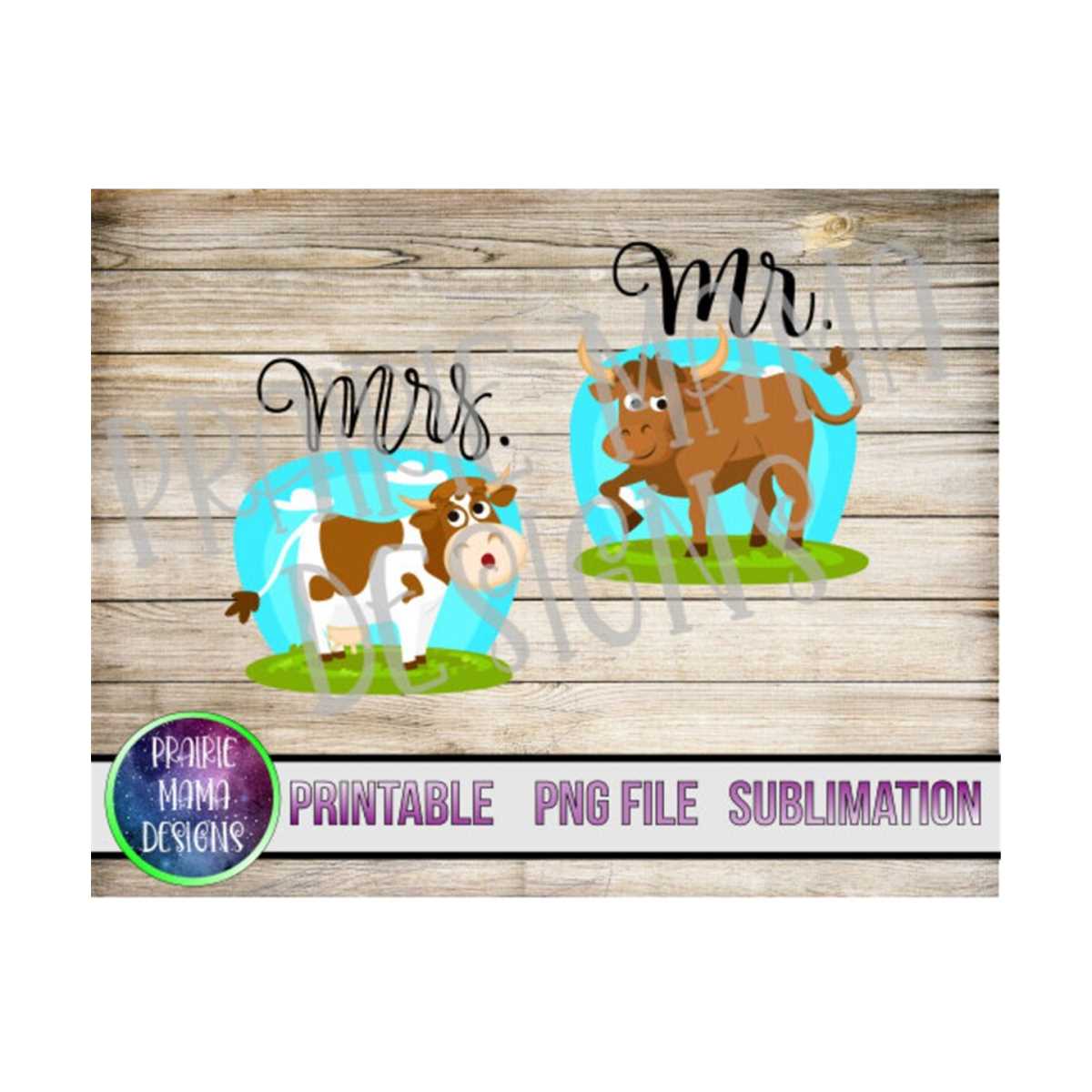 Mr. Mrs. cute cows digital file digital download 300 dpi far - Inspire ...