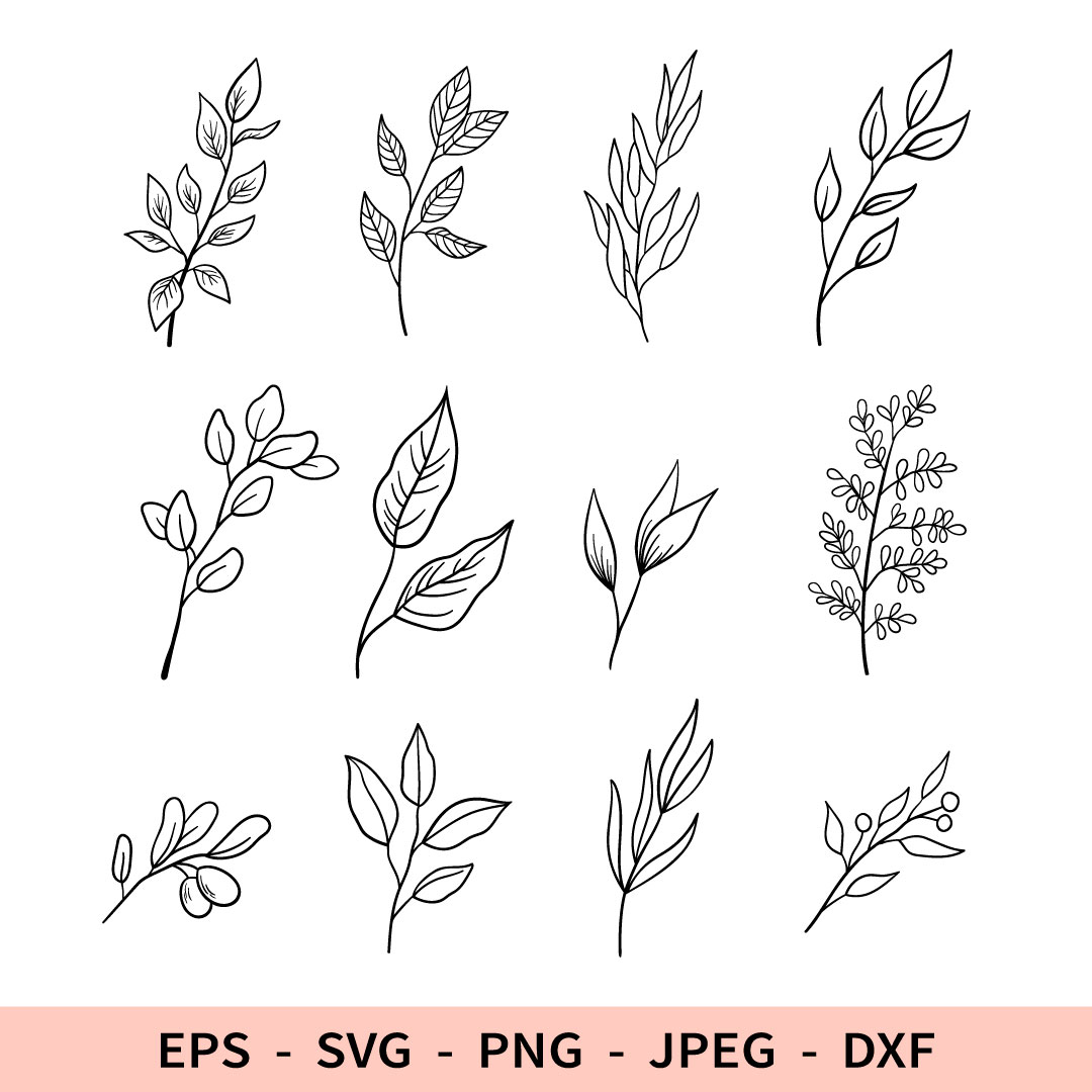 Tree Leaves Svg Floral Branch File for Cricut Leaf Dxf Set B | Inspire ...