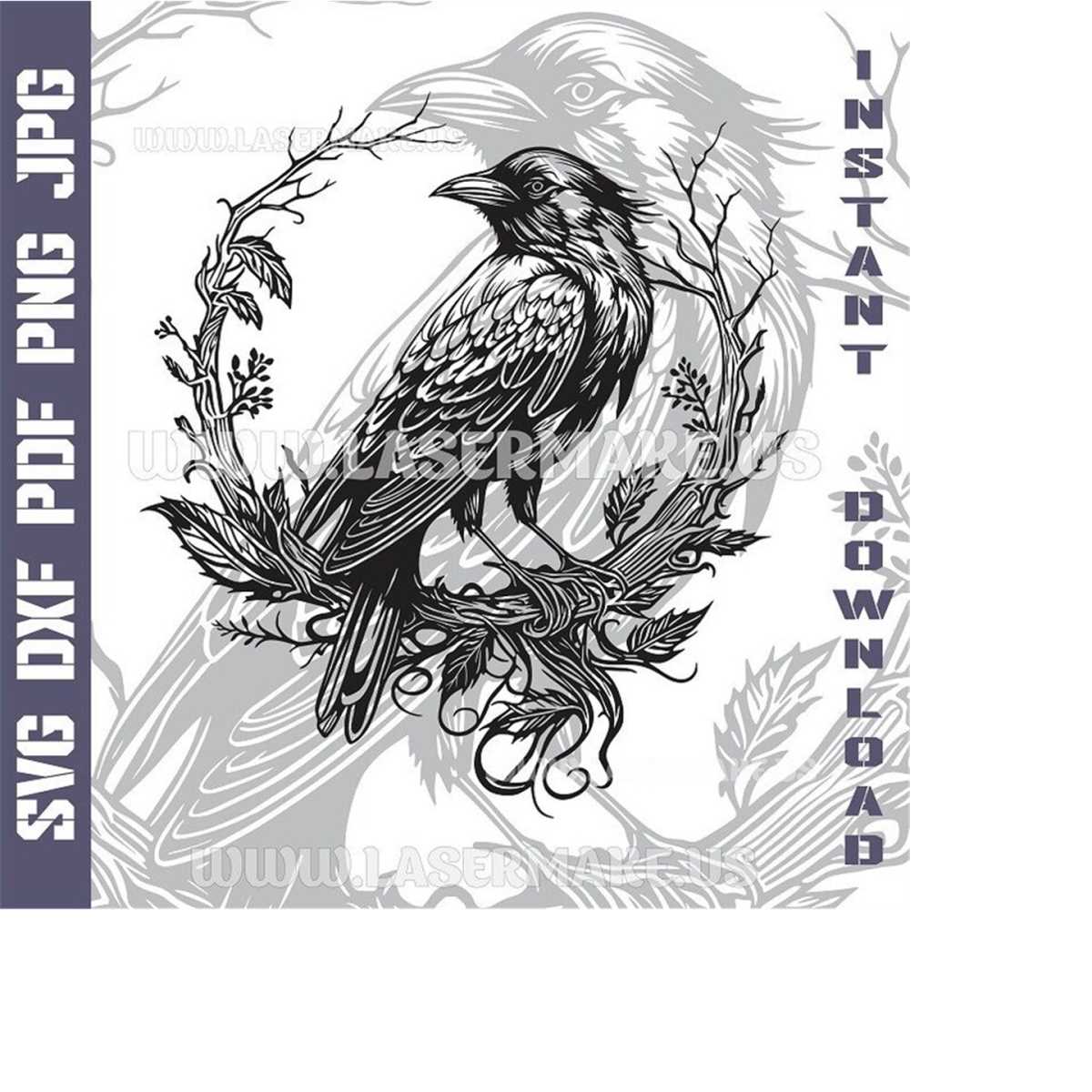 Crow SVG file | cut file for cricut | printable png| SVG dxf | Inspire ...