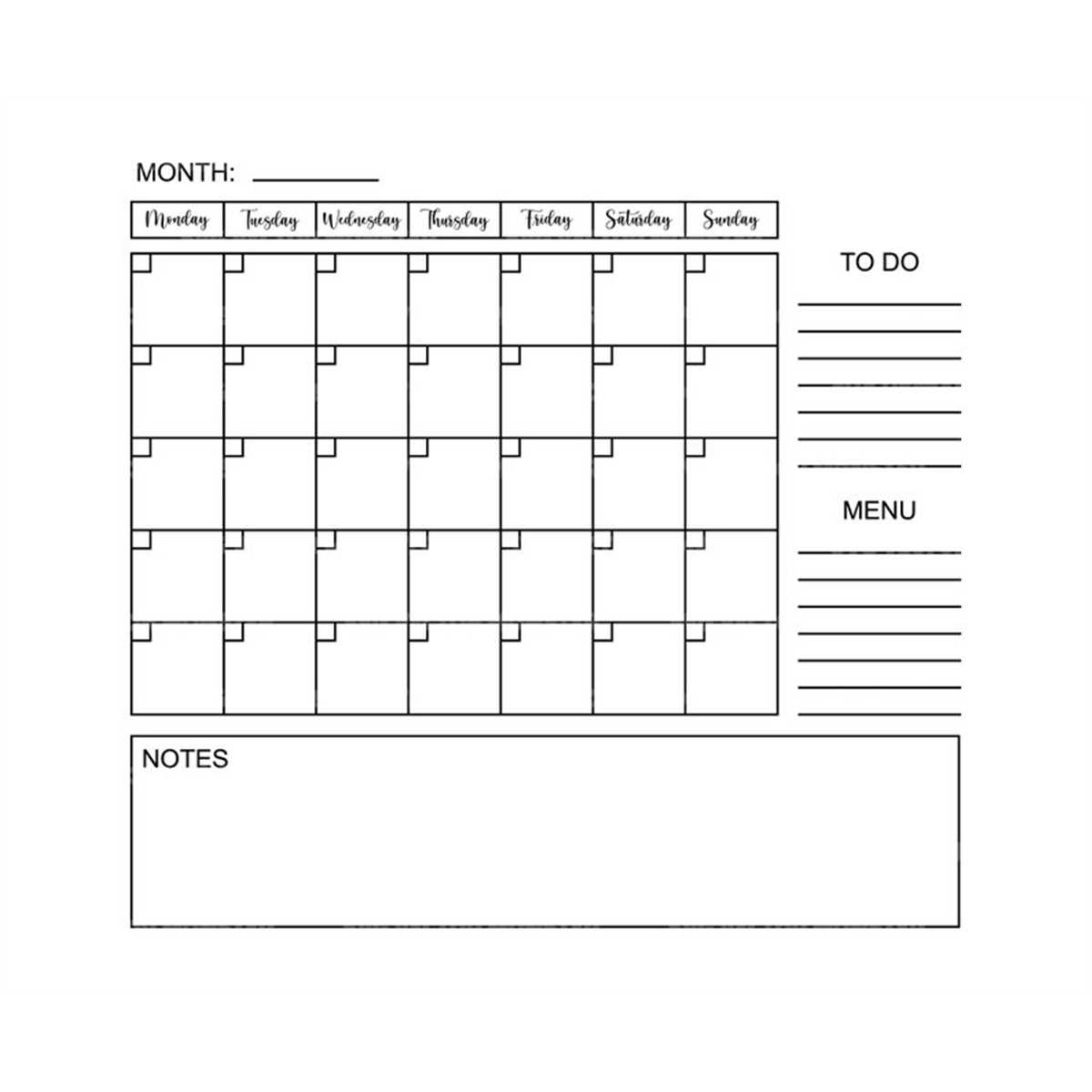 Weekly Planner Template Svg, Calendar Svg, Monthly Printable - Inspire ...