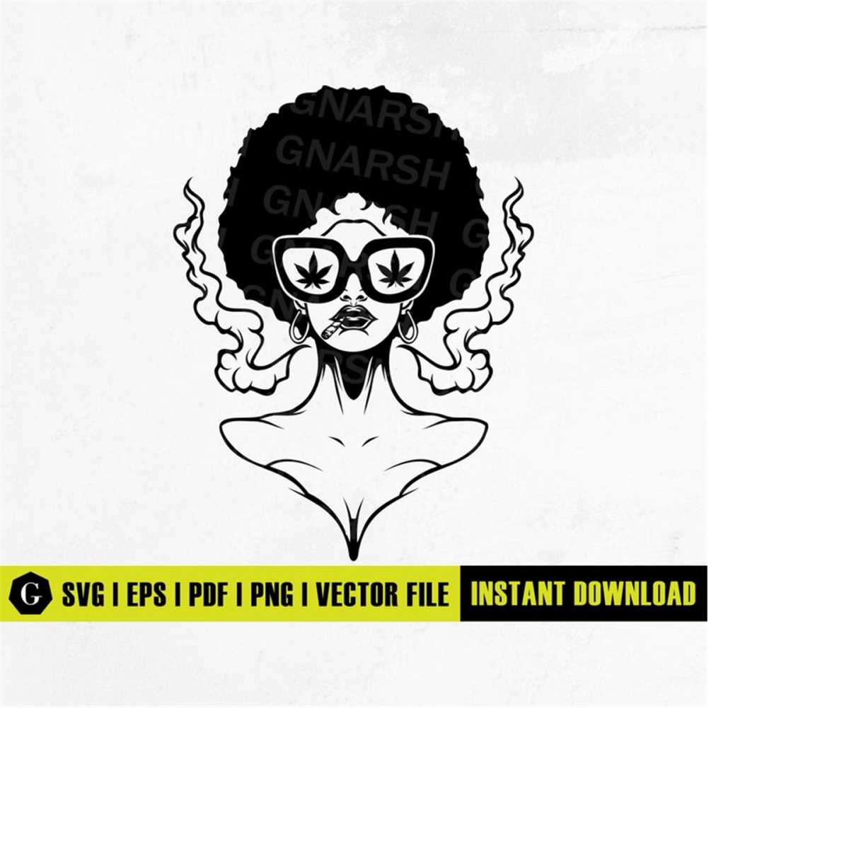 Cannabis Lady SVG | Woman Smoking Marijuana SVG | Afro Girl | Inspire ...