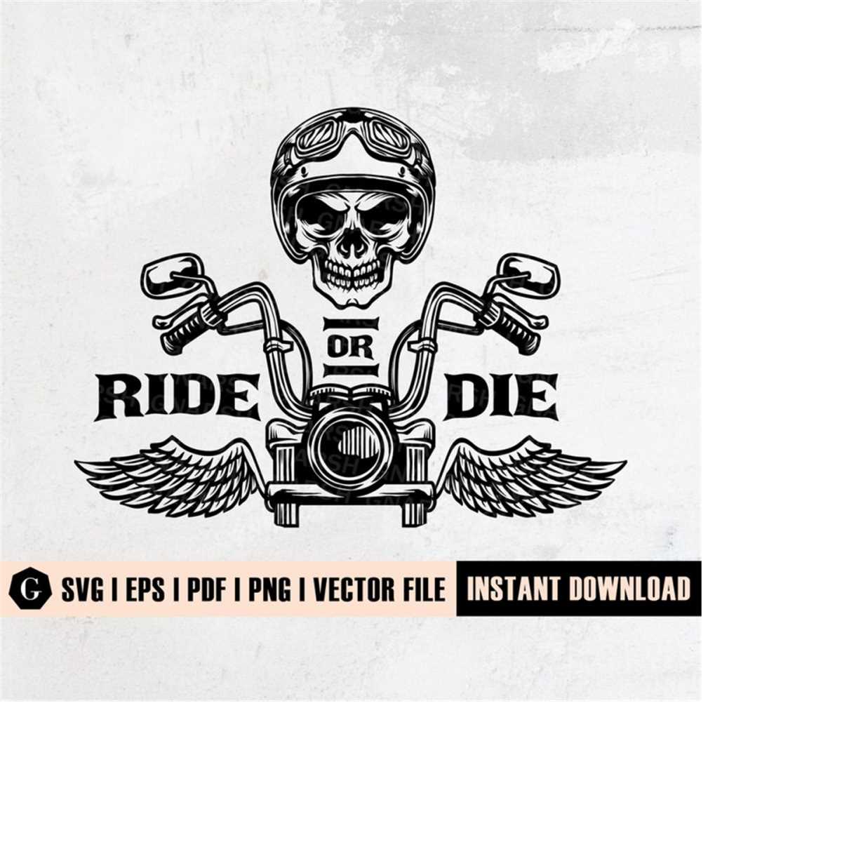Skull Riding Motorcycle Svg | Ride or Die Svg | Biker Svg | | Inspire ...